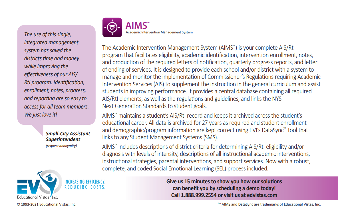 AIMS™ - RTI Software for Academic Interventions in Schools